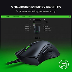 Razer DeathAdder v2 Ergonomic Wired Gaming Mouse Chroma RGB Lighting Programmable (Renewed)