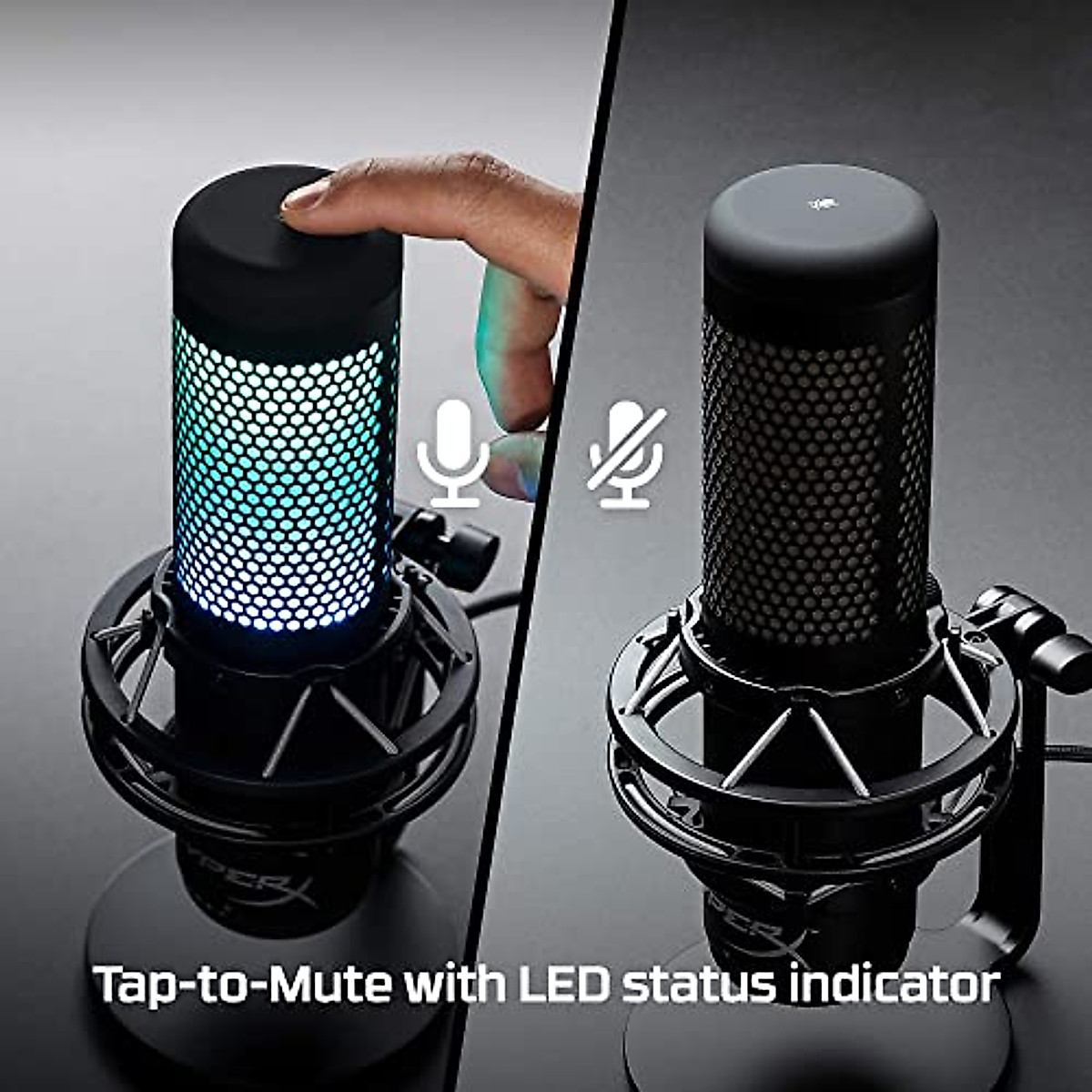 HyperX QuadCast S RGB USB Condenser Microphone for PC, PS4 and Mac, Anti-Vibration Shock Mount, Four Polar Patterns, Pop Filter, Gain Control, Gaming, Streaming, Podcasts (Renewed)