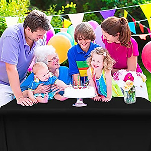6 Pack Tablecloth 60 x 126 inch Polyester Table Cloth for 8 Foot Rectangle Tables,Stain and Wrinkle Resistant Washable Fabric Table Covers Polyester Black Table Clothes for Wedding,Party,Banquet