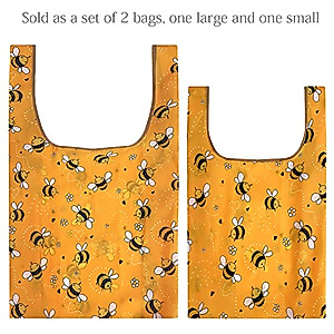allydrew JoliBag Nylon Reusable Grocery Bag, 2 Pack, Bumblebee
