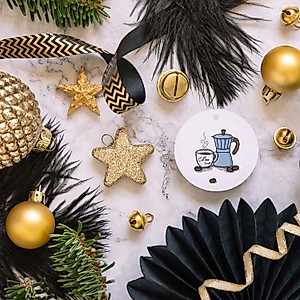 Coffee Christmas Ornaments for Friends,Family,Holiday,Coworkers,Xmas Tree Hanging Ornaments Ceramic Keepsake,Coffee Set