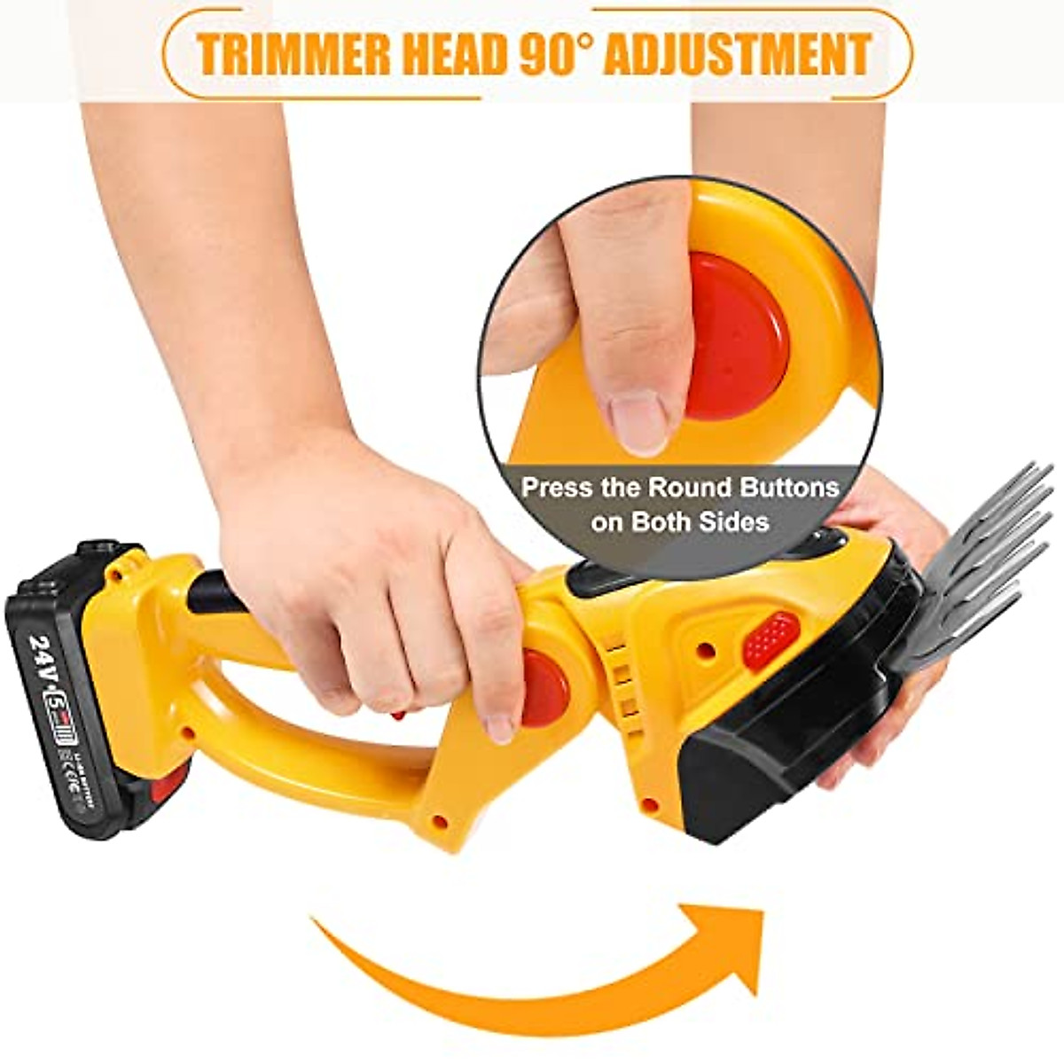 24V Cordless Grass Shear & Hedge Trimmer, 2 in 1 Electric Mini Hedge Trimmer, Handheld Grass Cutter Clippers Power Hedge Trimmers with 1500mAh Rechargeable Battery & Charger for Gardening