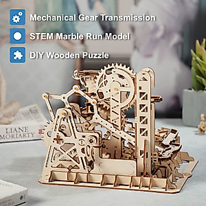 Rowood 3D Wooden Marble Run Puzzle Craft Toy, Gift for Adults & Teen Boys Girls, Age 14+, DIY Model Building Kits - Tower Coaster(Marble Climber)