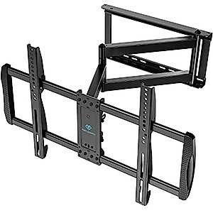 Full Motion TV Wall Mount for 37-75 inch OLED Flat/Curved TVs with VESA 600x400mm, Articulating Corner TV Bracket Swivel & Tilt, 27.36 inch Extension, Holds TVs up to 110lbs, 16" Wood Stud, PSXLF03