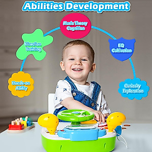AMOSTING Steering Wheel Toys for Toddler Boys Girls, Interactive & Learning Baby Car Seat Toys for Infant Preschool Kids
