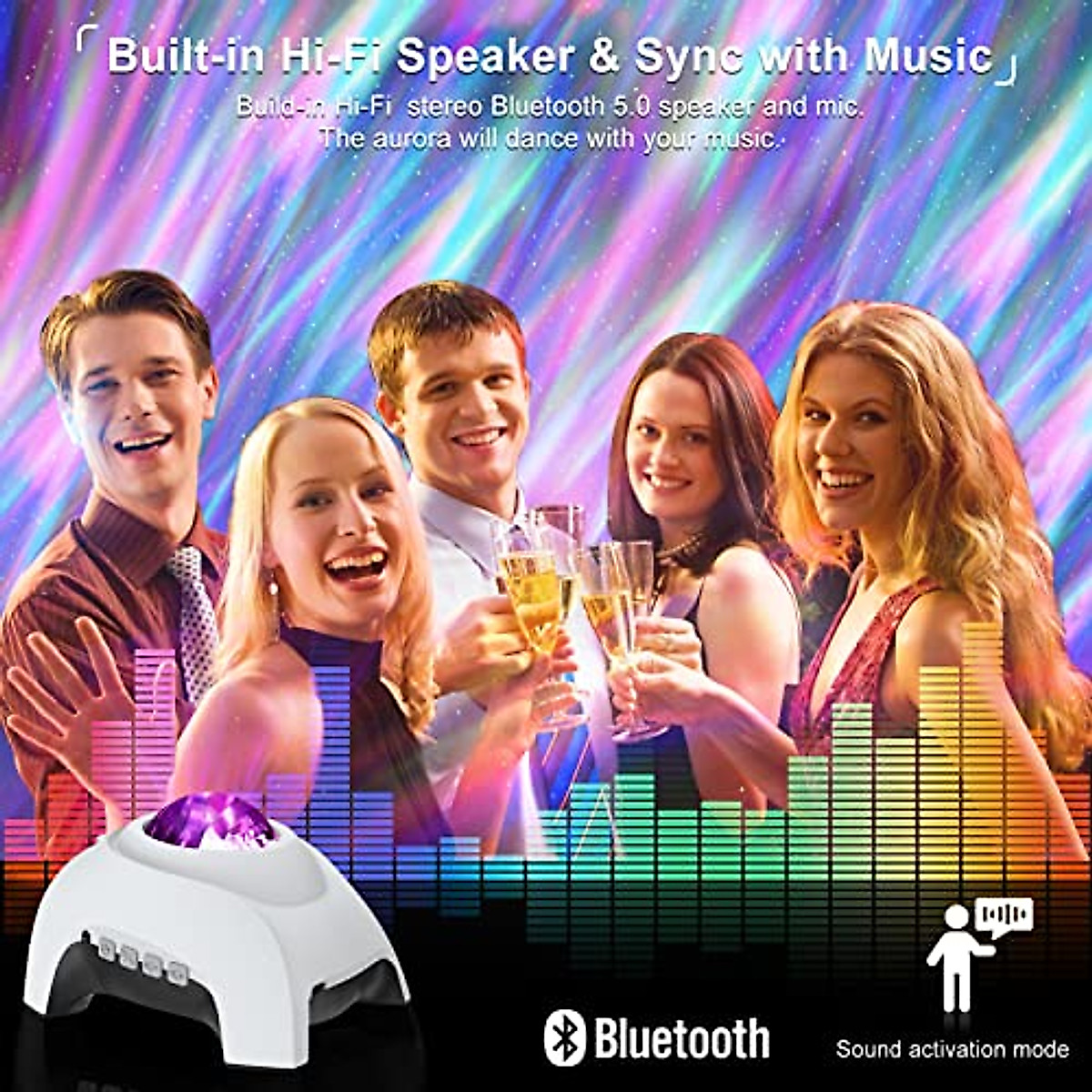 Vinwark Star Projector, Galaxy Projector, Northern Lights Aurora Projector for Bedroom with Music Bluetooth Speaker and White Noise, Starry Night Light Projectors for Kids Adults