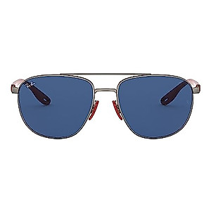 Ray-Ban RB3659M Scuderia Ferrari Collection Square Sunglasses, Matte Gunmetal/Dark Blue, 57 mm
