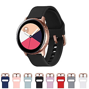 TECKMICO Galaxy Watch Active Bands,20mm Quick Release Bands Compatible for Samsung Galaxy Watch Active (40mm)/Galaxy Watch(42mm)/Gear Sport with Rose Gold Watch Buckle (Black, Small)