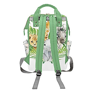 Yeshop Jungle Safari Animals Nuetral Personalized Diaper Bag Backpack Tote with Name,Custom Travel Nappy Mommy Bag Backpack for Baby Girl Boy Gift, 10.83 inches * 6.69 inches* 15 inches