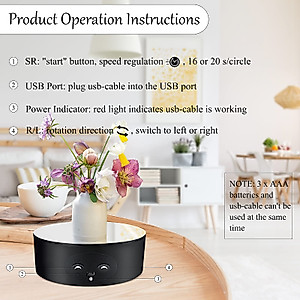 Riomh Rotating Display Stand, 360 Degree Automatic Mute Spin Turntable for Photography Display, Shooting Videos, Figures and Collections Display (Black)