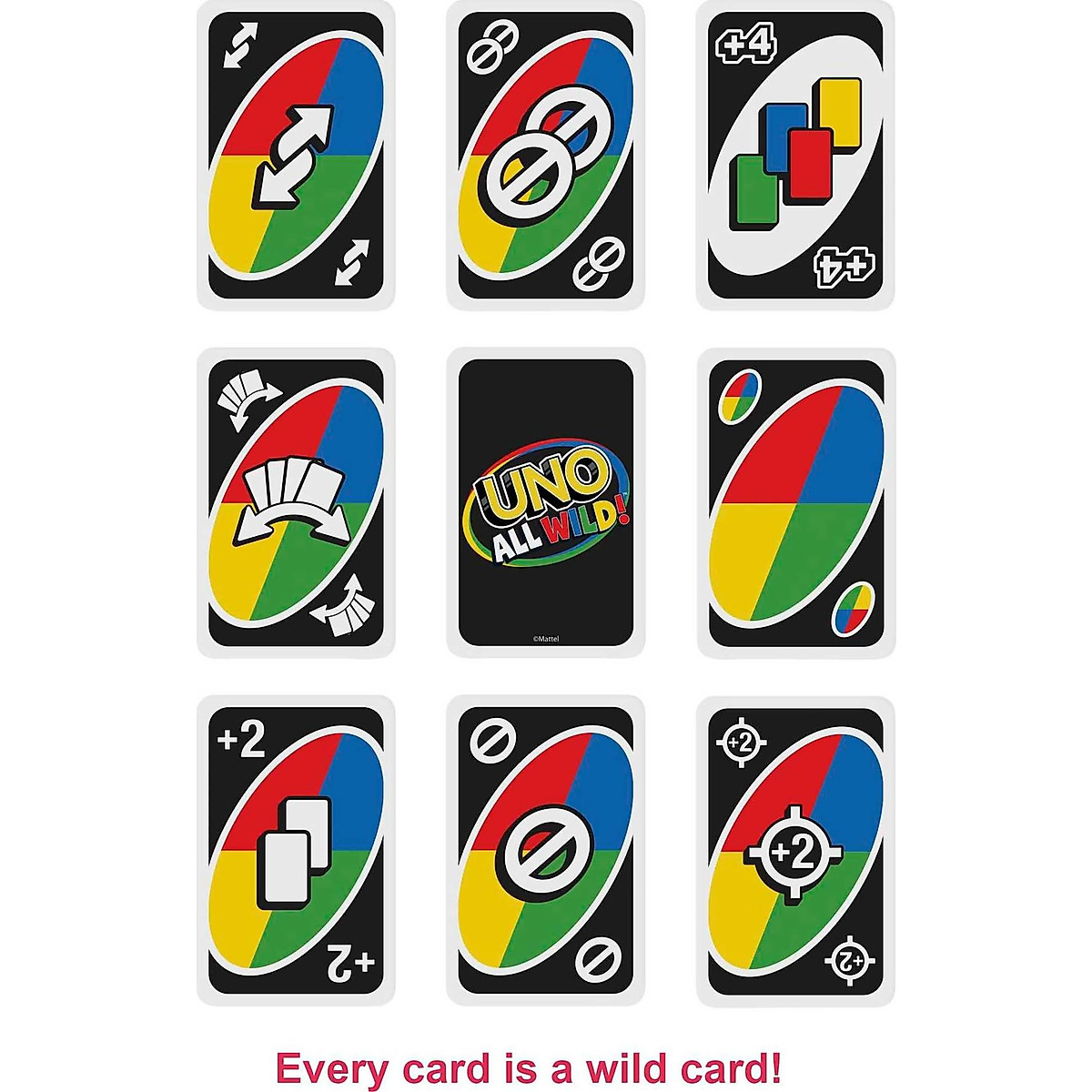Mattel Games UNO All Wild Card Game for Family Night, Travel Game in Collectible Tin Where All Cards Are Wild, 2-10 Players (Amazon Exclusive)