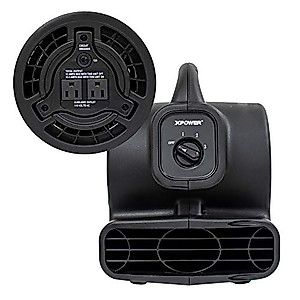 XPOWER P-80A Mini Mighty 138 W 600 CFM Centrifugal Air Mover, Carpet Dryer, Floor Fan, Blower, Stackable, Daisy Chain, for Water Damage Restoration, Janitorial, Plumbing, Home Use, Black