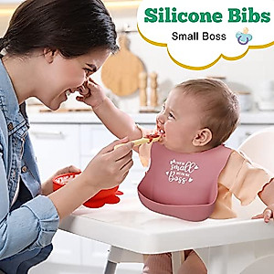Hoosige 6 Pcs Funny Silicone Baby Bibs for Baby Girls, Waterproof Baby Silicone Bibs for Toddlers 1-3, Cute Newborn Bibs Adjustable Baby Feeding Bibs with Pouch for Girls Baby Shower Gifts, 6 Design
