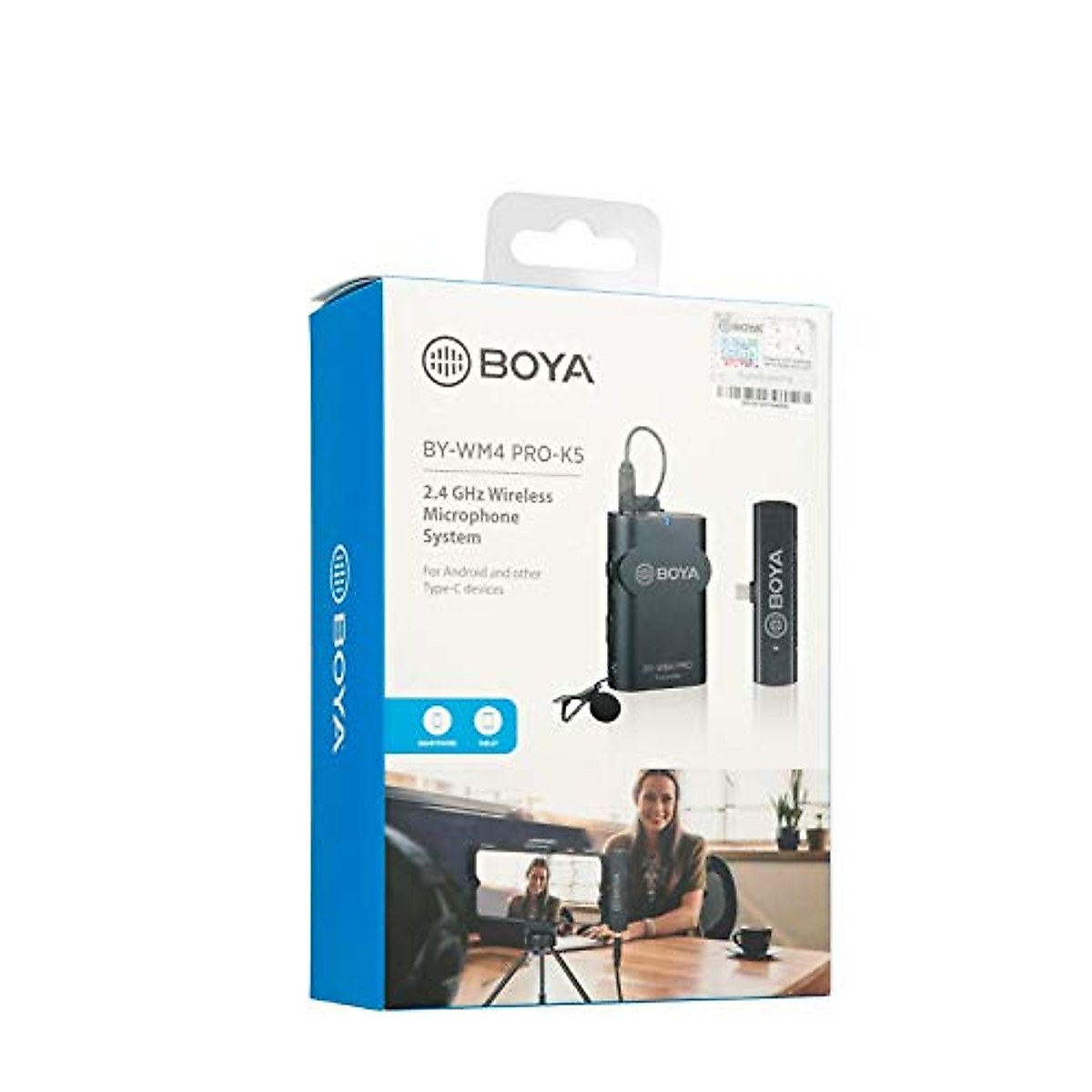 Boya 2.4G Wireless Microphone Kit for Type-C Devices 1+1, Black, (BY-WM4PRO-K5)