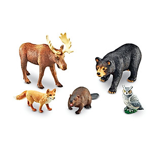 Learning Resources Jumbo Forest Animals - 5 Pieces, Ages 3+ Pretend Play Animals for Toddlers, Preschool Learning Toys, Kids Play Animal Figures, Zoo Animals