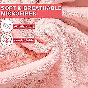 HAOBAOBEI Microfiber Hair Towels, 3-Pack Thickening Absorbent Hair Towels Wrap for Women Anti Frizz, Quick Drying Soft Hair Wraps Turbans (Pink, Blue, Brown)