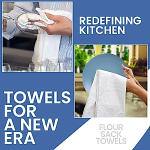 Flour Sack Kitchen Towels |Cotton Blank Towel | Tea Towel Crafting Embroidery for Easter|Flat Thick Absorbent Quick Dry | Baking Bread Proofing Linen Cover, Washable Set of 12, 28 x 28 Inch,White