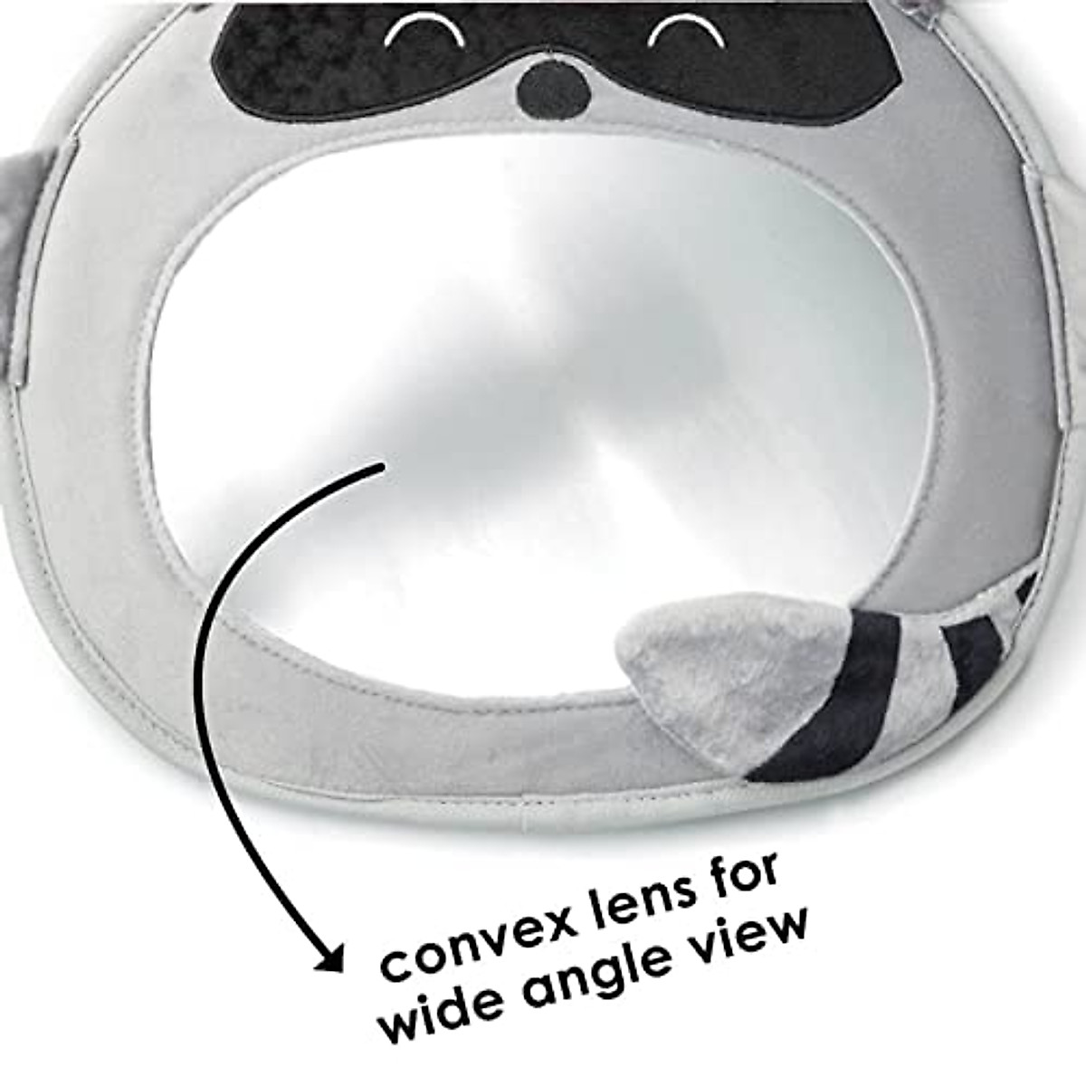 Diono Easy View Racoon Character Baby Car Mirror, Safety Car Seat Mirror for Rear Facing Infant, Fully Adjustable, Wide Crystal Clear View, Shatterproof, Crash Tested