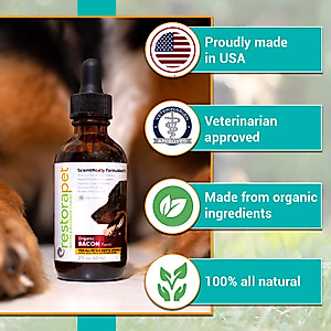 RestoraPet 4-Pack Dog & Cat Bacon Liquid Multivitamin | Dog Arthritis Pain Relief | Hip & Joint Vitamins for Dogs - Anti Inflammatory Supplement for Dogs & Cats | Organic & Non-GMO, Vet Approved
