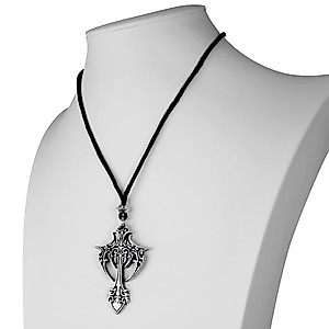 Pewter Gothic Cross Pendant Necklace (1.75" Long)