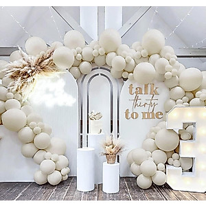White Sand Balloon Double Stuffed Cream White Balloons Different Sizes Light Grey Latex Balloon Garland Pastel Off White Balloons Arch Kit For Neutral Baby Shower Bridal Wedding Birthday Party Decor