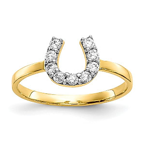 IceCarats 10K Yellow Gold Cubic Zirconia CZ Lucky Horseshoe Ring Animal Lover Equestrian Band Size 6