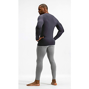 DEVOPS 2 Pack Men's Thermal Long Sleeve Compression Shirts (X-Large, Black/Charcoal)