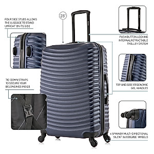 DUKAP ADLY Luggage with Spinner Wheels | Durable Lightweight Hardshell Suitcase,Travel Sets with Handle and Trolley | (20in, 24in, 28in) 3 Piece Luggage Set | Blue