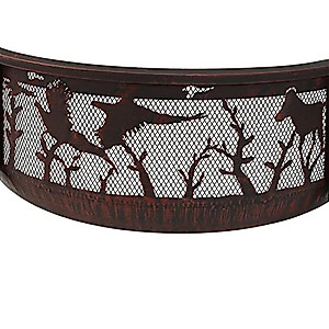 Sunnydaze 30-Inch Outdoor Fire Pit - Round Wood-Burning Backyard and Patio Fire Pit for Outside - Spark Screen, Water-Resistant Cover, Metal Grate, and Fireplace Poker Included - Pheasant Hunting