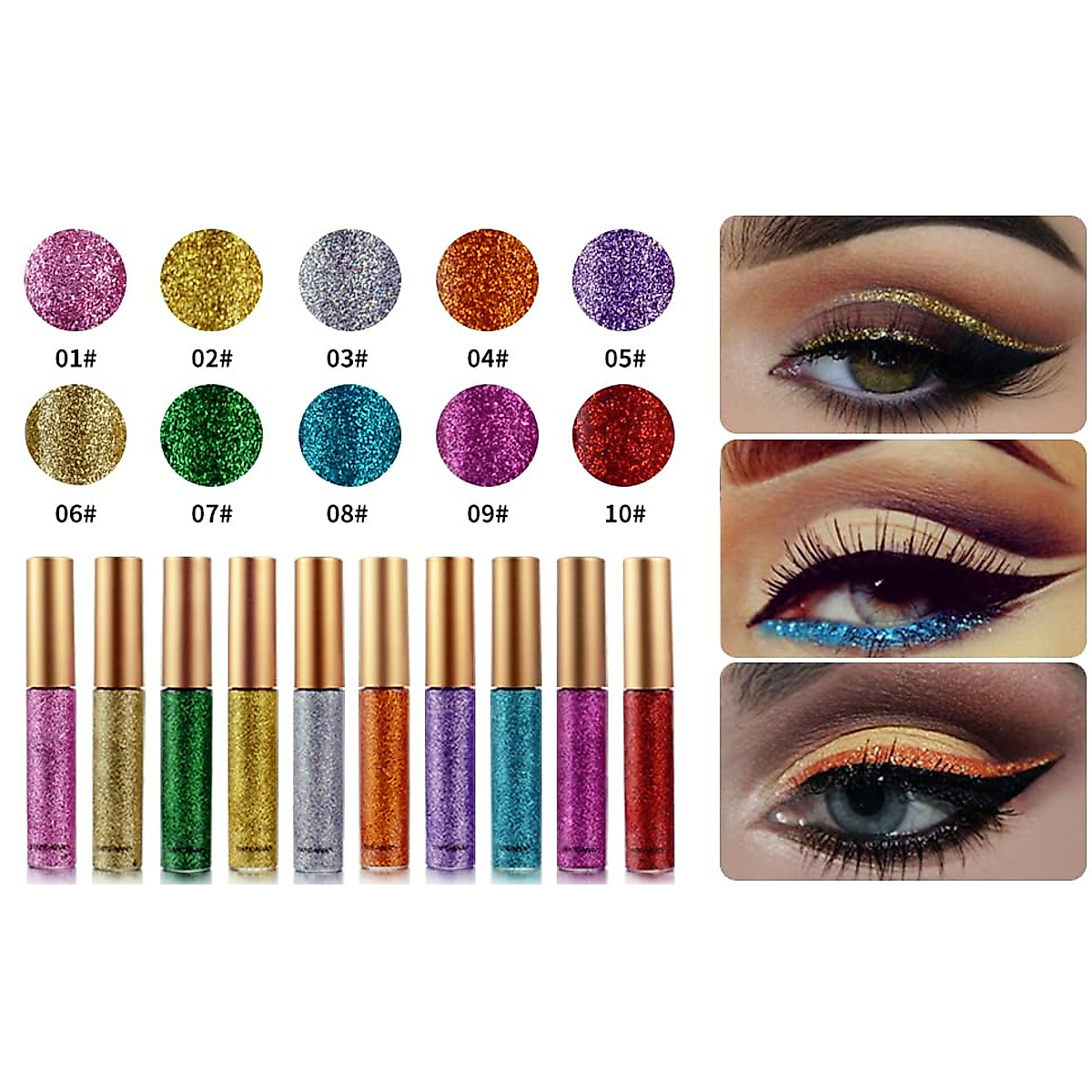 Kyannkara Liquid Glitter Eyeshadow Glitter Eyeliner Metallic Shimmer Eye Looks Galaxy Long Lasting Quick-Drying Sparkling Eye Shadow（09#）