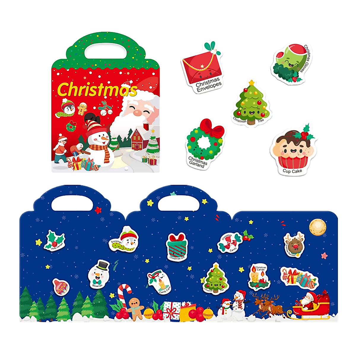 Christmas Sticker Book for Kids 1-5, Reusable Sticker Toys for 2-4 Years Old Boys Girls Christmas Gifts, Toddler Learning Toys Christmas Educational Gift for Toddlers Kids Age 1-4