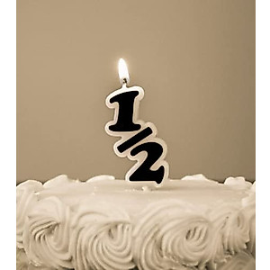Over The Line Half 1/2 Birthday Candle - Ultra Pink or Black