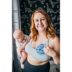 Bamboobies Women’s Nursing Pads, Reusable and Washable Overnight Pads, Leak-Proof Pads for Breastfeeding, Shibori Blue, 4 Pads