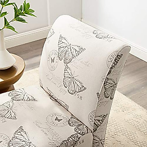 Linon Butterfly, Dark Espresso Linen Lily Chair, 21.5" W x 29.5" D x 31.5" H