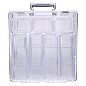 AB Designs 6967ABD Super Satchel with 9 Mixed Bins Inside Stackable Home Storage Organization Container, Clear with Sliver Latches and Handle, w/Long