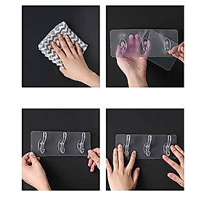 Multifunctional Transparent 6 Hooks, Transparent Plastic Glue Hooks, Adhesive Row Hooks, Punch-Free Wall-Mounted Hook, Oilproof Waterproof, Kitchen Bathroom Hooks