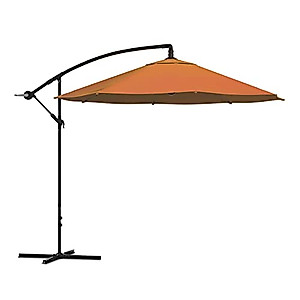 Pure Garden Offset Patio Umbrella – 10 Ft Cantilever Canopy with Heavy-Duty Steel Ribs - Outdoor Umbrella with Base Included (Terracotta)