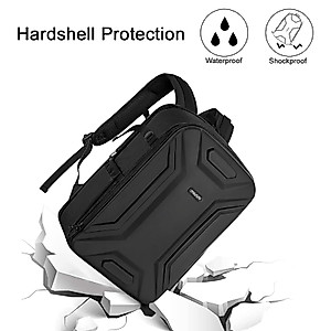 MOSISO Camera Backpack, DSLR/SLR/Mirrorless Camera Bag Waterproof Symmetric Geometric Hard Shell with Tripod Holder & 15-16 inch Laptop Compartment Compatible with Canon/Nikon/Sony, Black