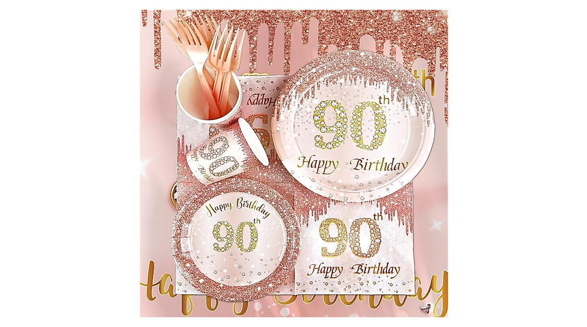 Visgo 90th Birthday Party Supplies - 122 PCS Set