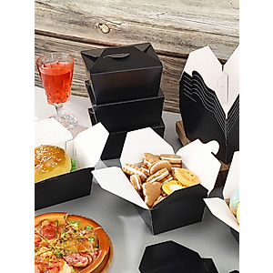 Norme 100 Pack 30 oz Paper Take out Boxes Disposable Black Take out Food Containers, Paper Food Boxes for Restaurant, Catering, Party and Gift Boxes