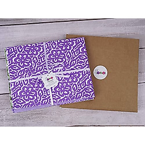 Soimoi 8 Pc Fat Quarter Bundle - Asian Block Print 18"x 22" DIY Patchwork- 100% Cotton Pre-Cut Quilting Fabric (Green & Purple)