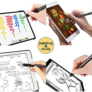 Mixoo Capacitive Stylus Pen,(Disc and Fiber Tip 2-in-1 Series) High Sensitivity and Precision,Stylus for iPad,iPhone and Other Touch Screens Devices, Black