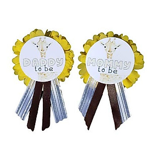 Amy's Bubbling Boutique, Inc. Wild One Mommy & Daddy to Be Pin Yellow Giraffe Baby Shower for the new parents to wear Sprinkle