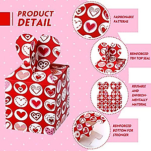 24 Pieces Valentines Day Cookie Boxes Valentines Day Cupcake Boxes Small Valentine Treat Box Paper Valentines Candy Boxes Decorative Heart Print Boxes for Valentine's Day Party Favors, 6 Styles