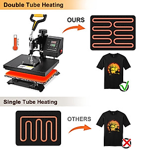 Seeutek Heat Press 12" X 10" Professional Heat Transfer Digital Sublimation Machine 360 Degree Swing Away for T Shirts with Bonus 2 Teflon Sheet