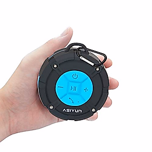 ASIYUN Shower Speaker, IPX7 Waterproof Bluetooth Speaker, Loud HD Sound, Portable Wireless Speaker with Suction Cup & Sturdy Hook, Built-in Mic, for Shower, Pool, Beach, Outdoor(Blue)
