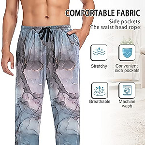 Poeticcity Mixing Acrylic Paints Modern Fluid Alcohol Ink Art Marble Stone Men's Women's Pajama Set, 2PCs Sleepwear Top & Bottom PJ Set, Loose Lounge Long Tops Pants Nightwear for Men Women XXS