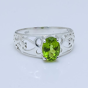 Solid Peridot Ring-Handmade Silver Ring-925 Sterling Silver Ring-Designer Ring-Oval Peridot Designer Ring-August Birthstone-Promise Ring (SR-30 (8)