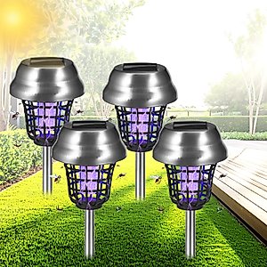Jahy2Tech Solar Bug Zapper Outdoor Mosquito Zapper 2 in 1 Mosquito Killer Lamp Purple & White Light for Patio Yard Garden Pathway Insect Mosquito Repellent (4)