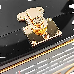 Vintage Hard Case Acrylic Radio Box Clutch Women Totes Bag Shoulder Crossbody Handbag Purse